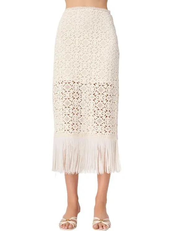 Cami Nyc Veezia Fringe Hem Midi Skirt - Ceramic