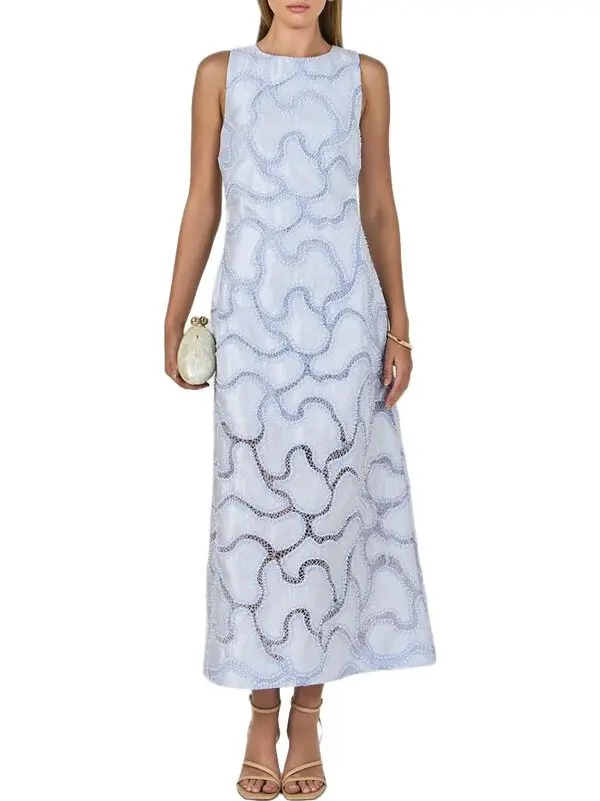 Endless Rose Beaded Embellishment Sleeveless Dress - Powder Blue
