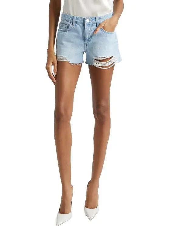 L'Agence Teya Low Rise Denim Shorts - Brea Destruct