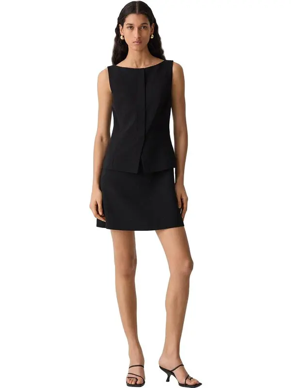 Theory Admiral Crepe Boatneck Mini Dress - Black