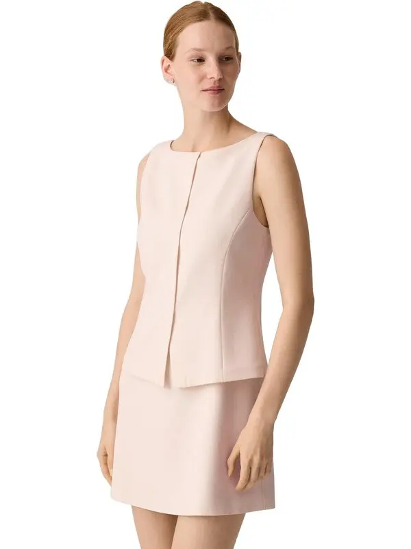 Theory Admiral Crepe Boatneck Mini Dress - Sheer Pink