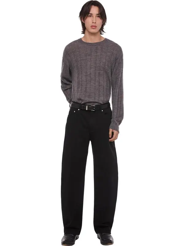 Helmut Lang Sheer Ribbed Crew - Dark Grey