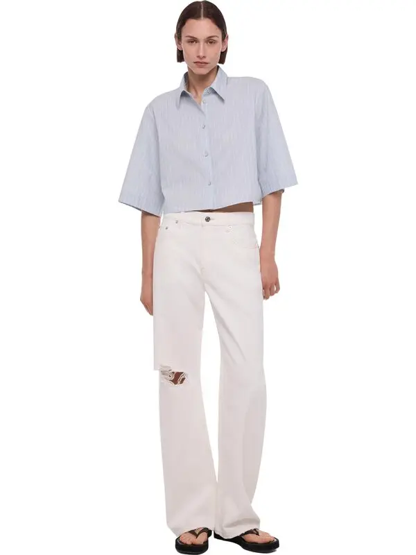 Helmut Lang Cropped Trench Shirt - Light Blue Multi