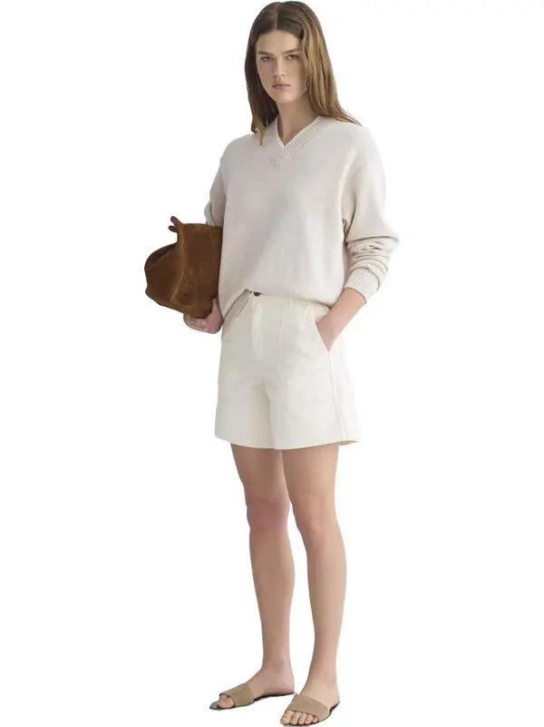 Everlane Seamed High Rise Shorts - Bone