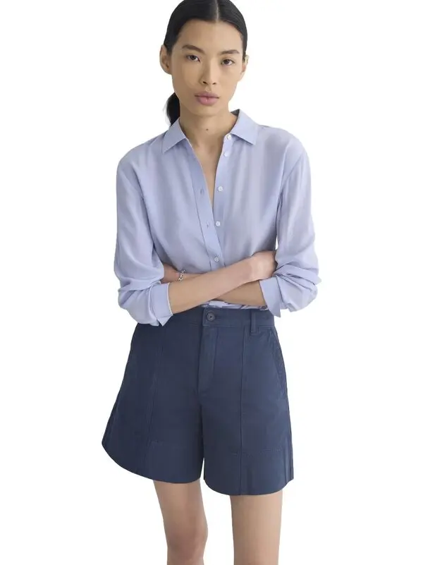 Everlane Seamed High Rise Shorts - Navy