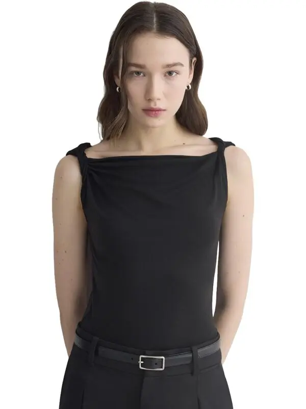 Everlane Cowl Neck Twist Tank Top - Black