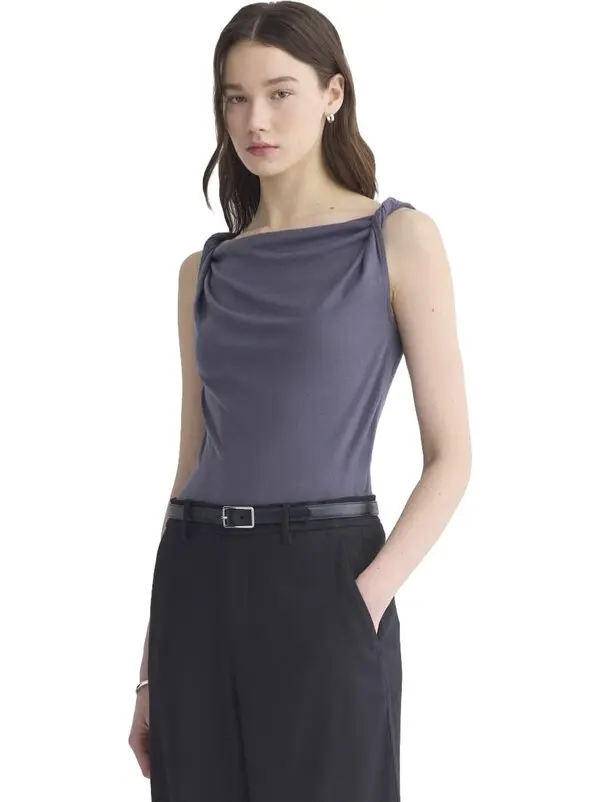 Everlane Cowl Neck Twist Tank Top - Graystone