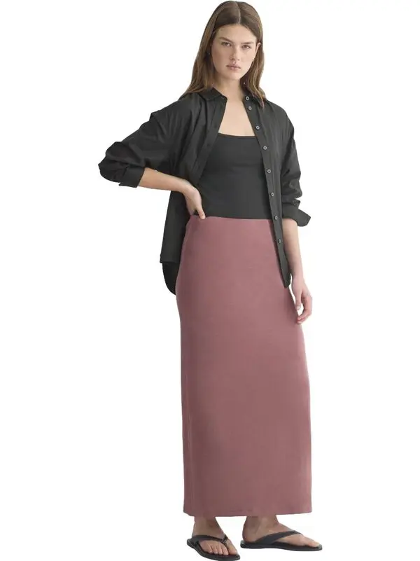 Everlane Butterknit Cotton Maxi Skirt - Henna Red