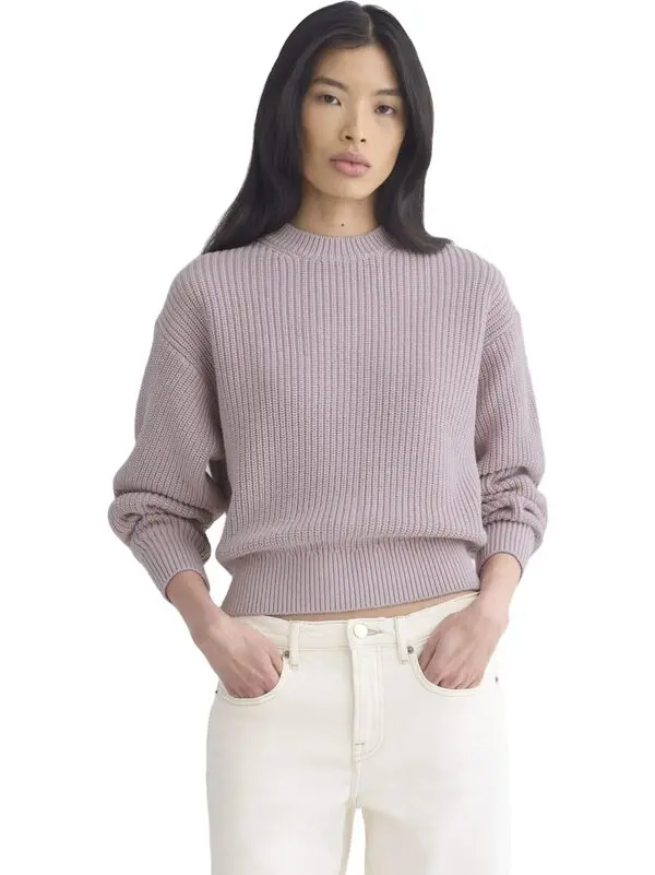 Everlane Cropped Ribbed Crew Neck Sweater - Burnished Lilac