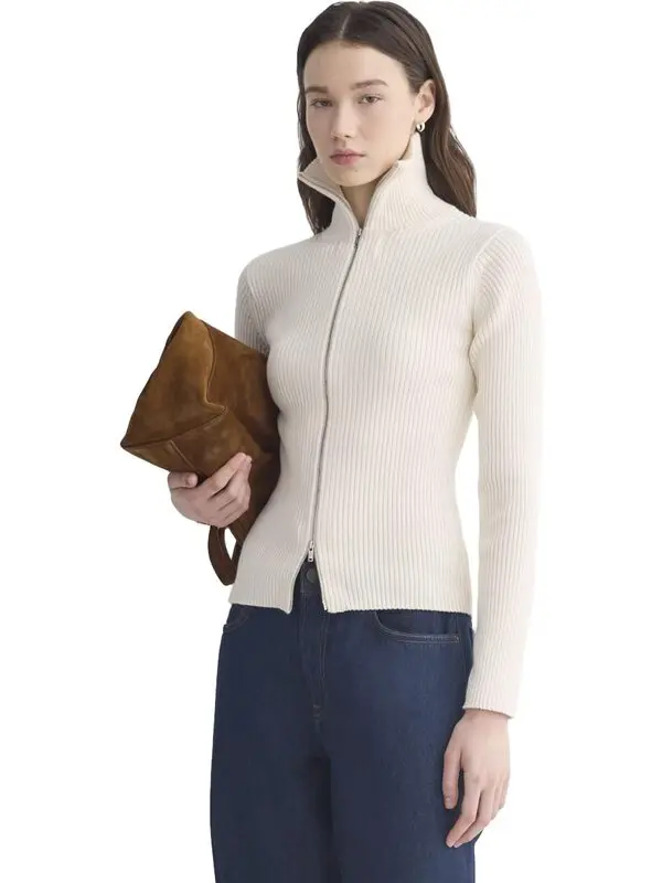 Everlane Full-zip Ribbed Everyday Cotton Jacket - Canvas
