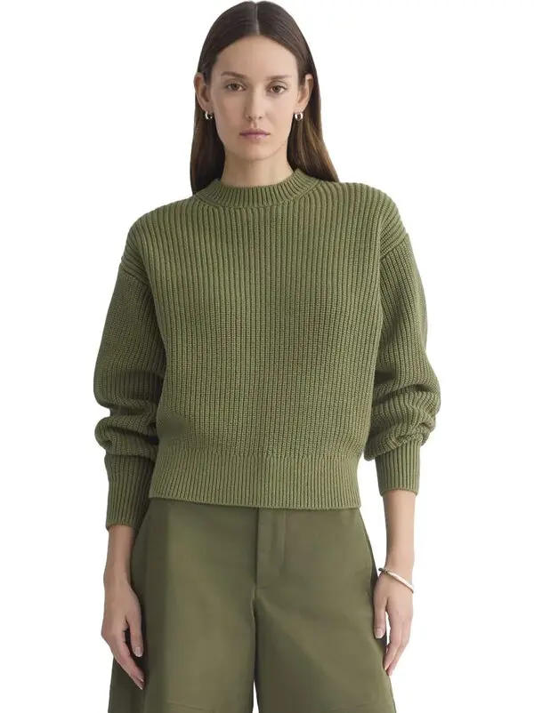 Everlane Cropped Ribbed Crew Neck Sweater - Mayfly
