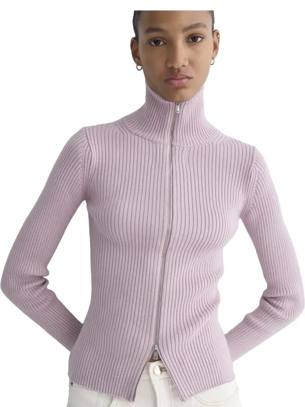 Everlane Full-zip Ribbed Everyday Cotton Jacket - Burnished Lilac