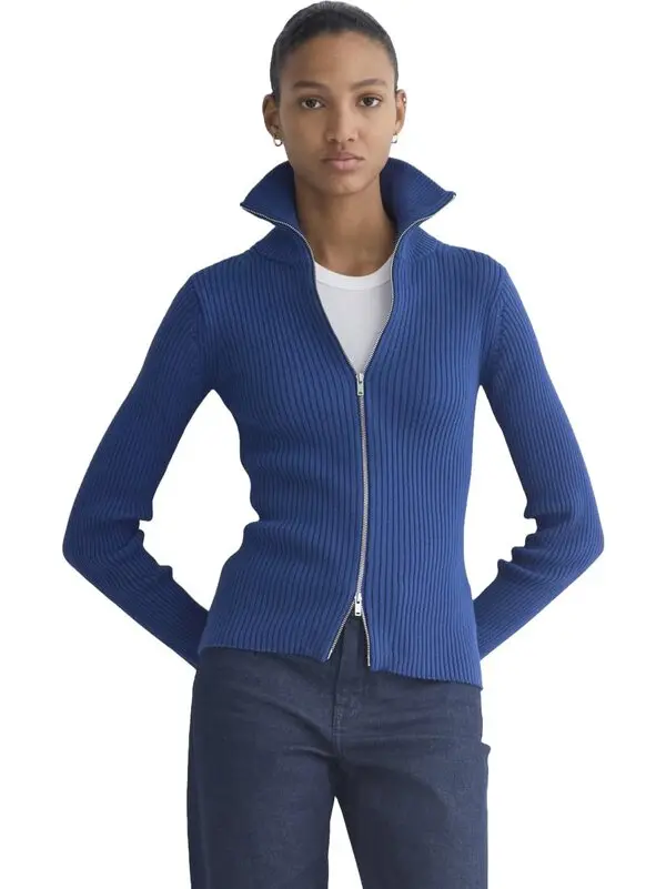 Everlane Full-zip Ribbed Jacket - Estate Blue