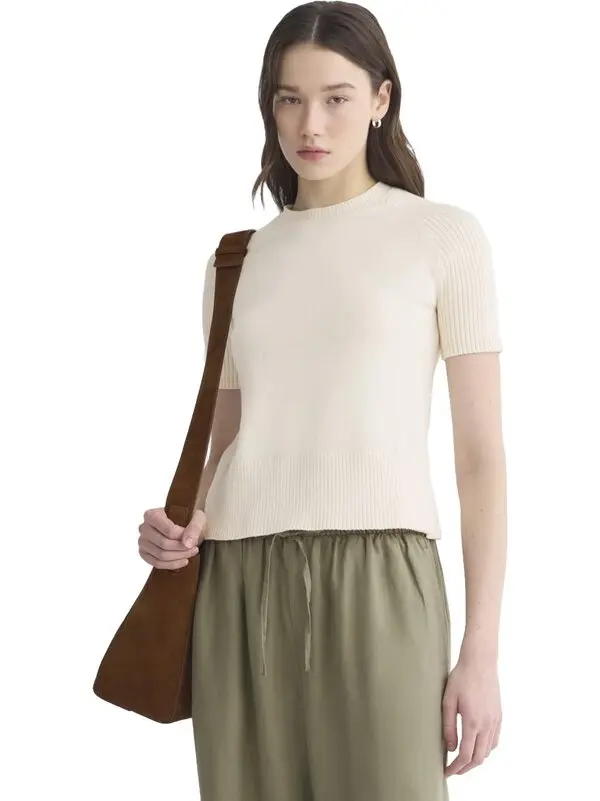 Everlane Short-sleeve Crew Neck Cotton Top - Canvas