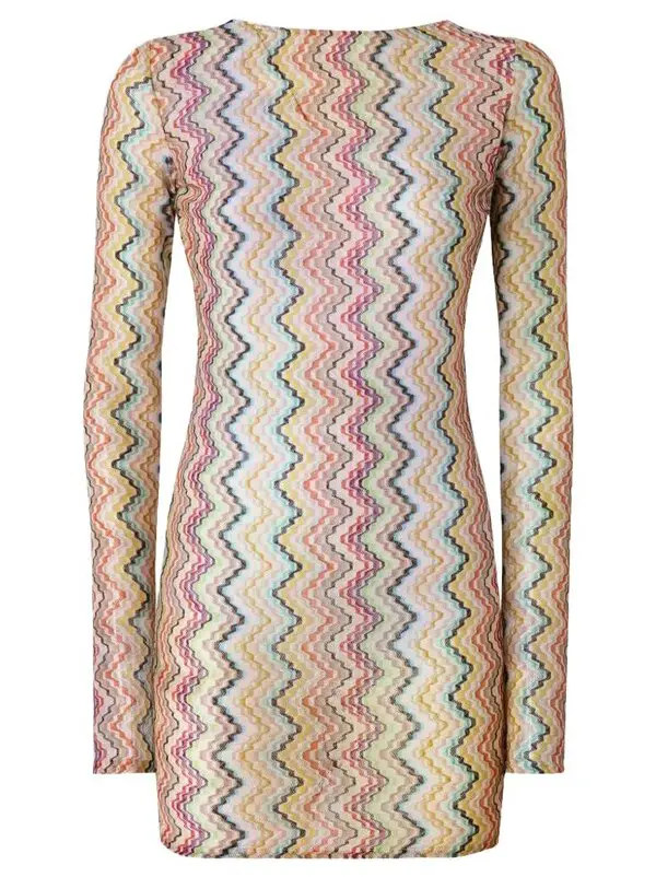 Missoni Long-sleeved Mini Dress - Neutrals