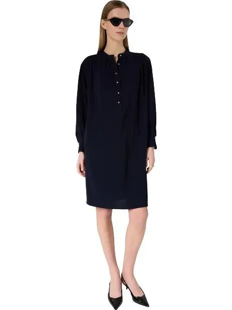 Gerard Darel Rosine Belted Shirt Dress - Navy Blue