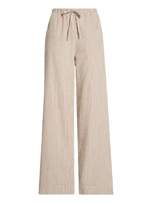 Marine Layer Striped Seersucker Drawstring Pants - Mocha Stripe