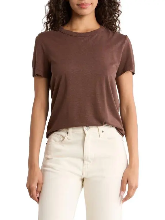 Marine Layer Hemp & Cotton Crewneck T-shirt - Shaved Chocolate