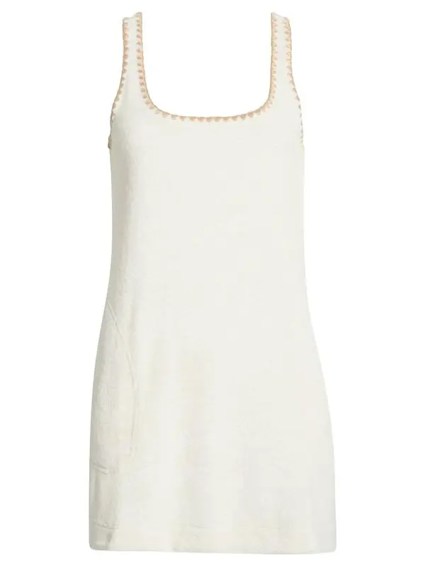 Marine Layer Whipstitch Detail French Terry Shift Dress - Antique White