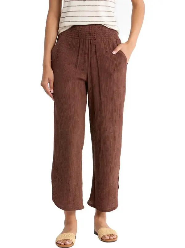 Marine Layer Cali Smocked Waist Double Cloth Pants - Shaved Chocolate