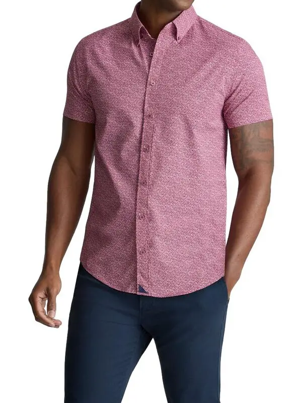 UNTUCKIT Halloway Floral Short Sleeve Performance Button-down Shirt - Pink