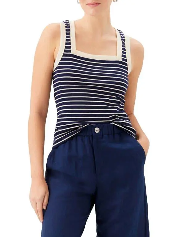 Fifteen Twenty Striped Tank Top - Navy W/cream