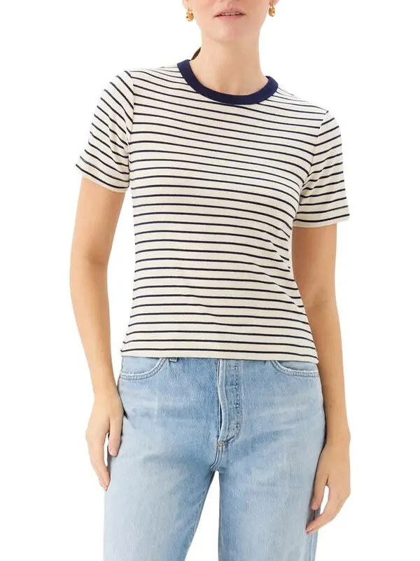 Fifteen Twenty Mandy Striped T-shirt - Cream/navy