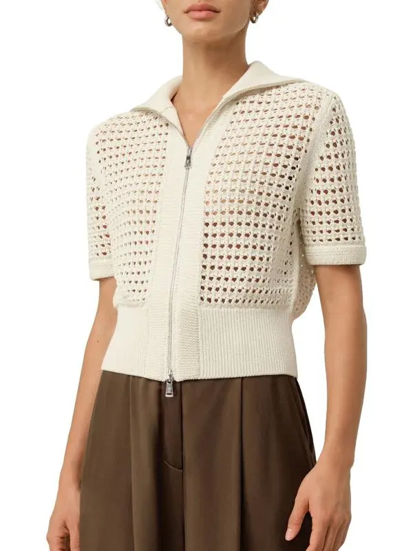 Lilysilk Toscana Pointelle Knit Double-zip Cardigan - Lily White