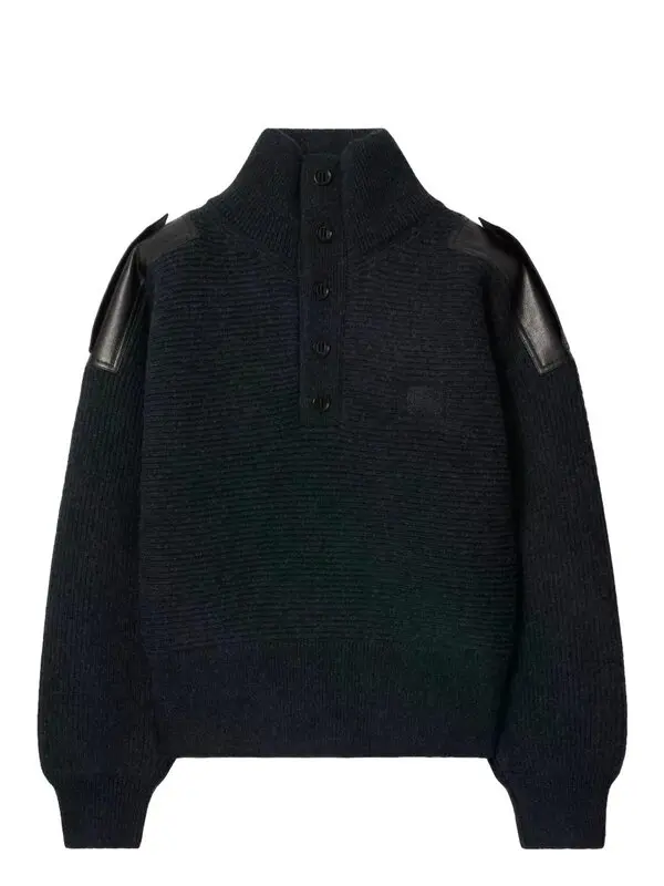Burberry Ribbed-knit Sweater With Epaulettes - Grey