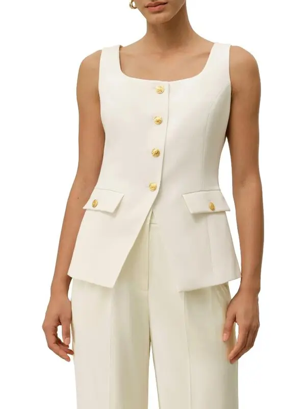 Lilysilk Cintré U-neck Sleeveless Vest - Natural White