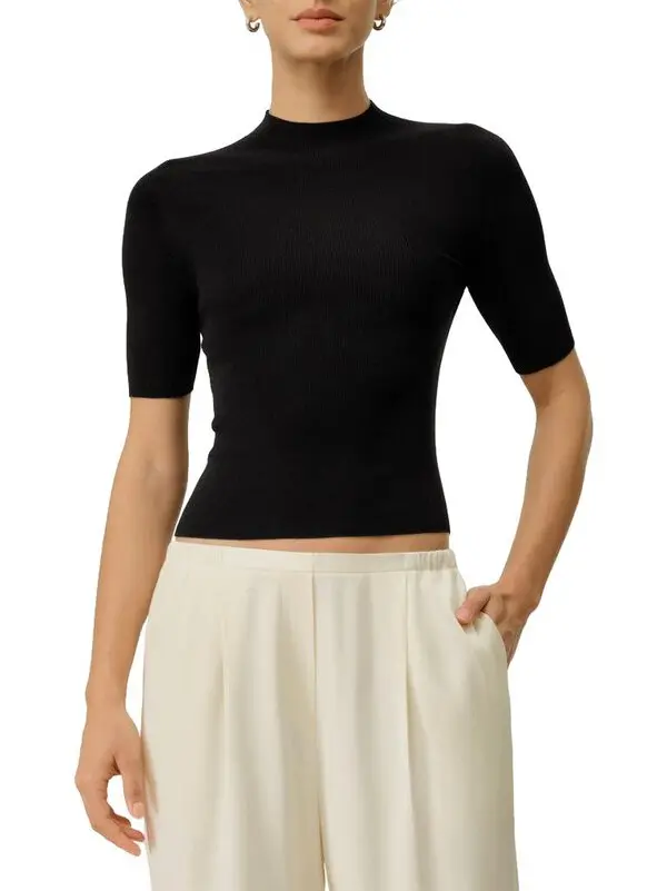Lilysilk Seamless Silk-cotton Slim-fit Knit Top - Black
