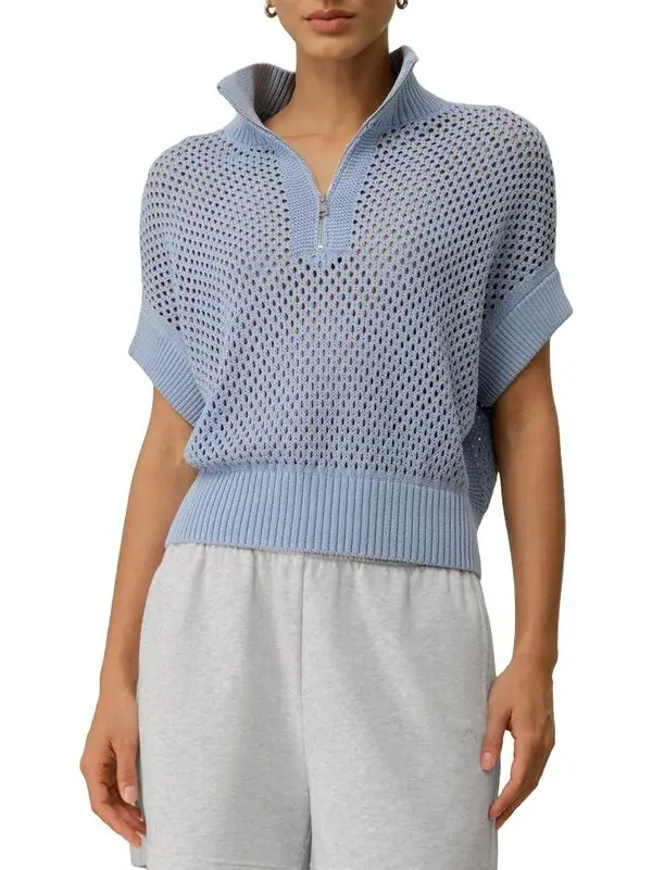 Lilysilk Seamless Silk-cotton Slim-fit Knit Top - Malibu Blue