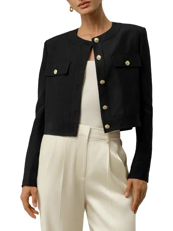 Lilysilk Mara Jacket In Silk Linen - Black