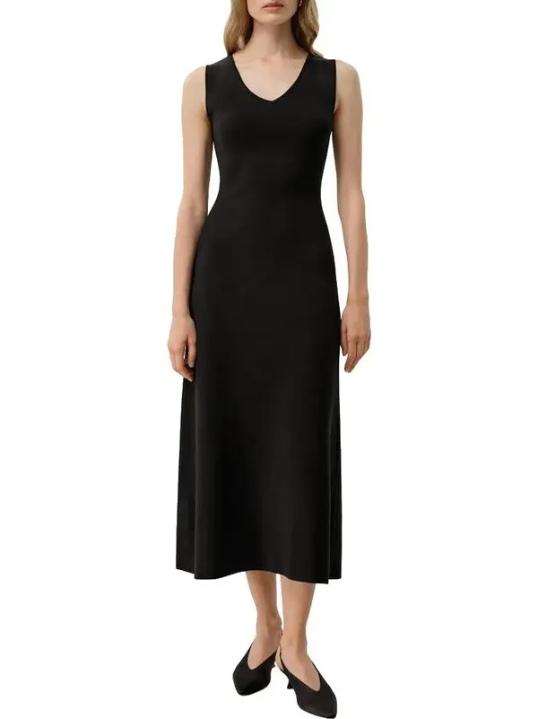 Lilysilk Soleil Silk-viscose Knit V-neck Dress - Black