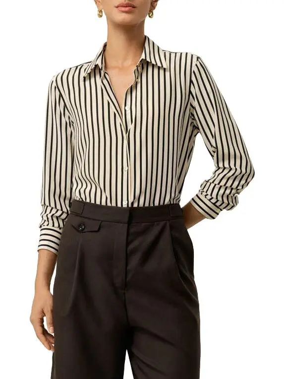 Lilysilk Striped Silk Shirt - Ink Stripe
