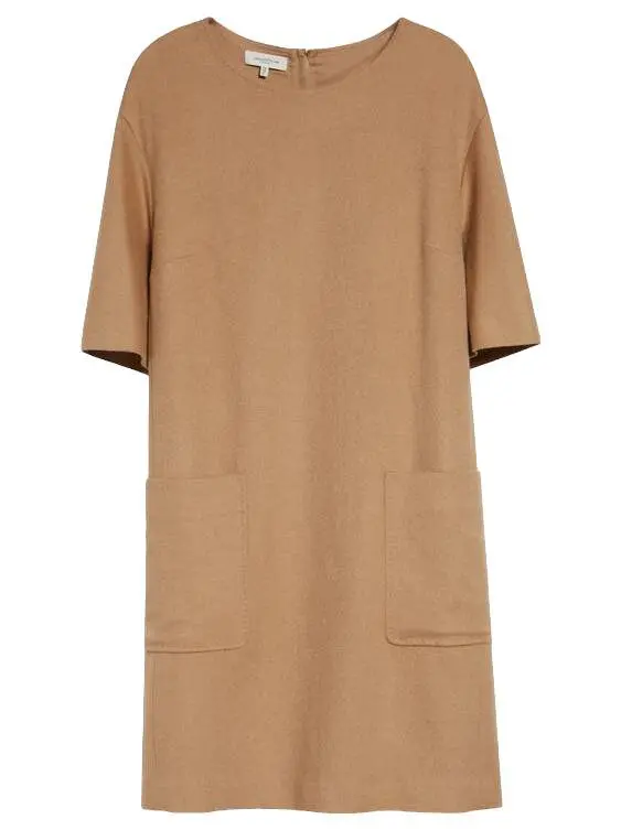 Lafayette 148 New York Patch Pocket Shift Dress - Camel