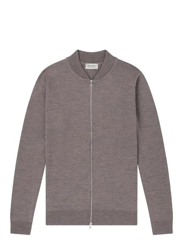 John Smedley Maclean Merino Wool Zip-up Sweater - Gray