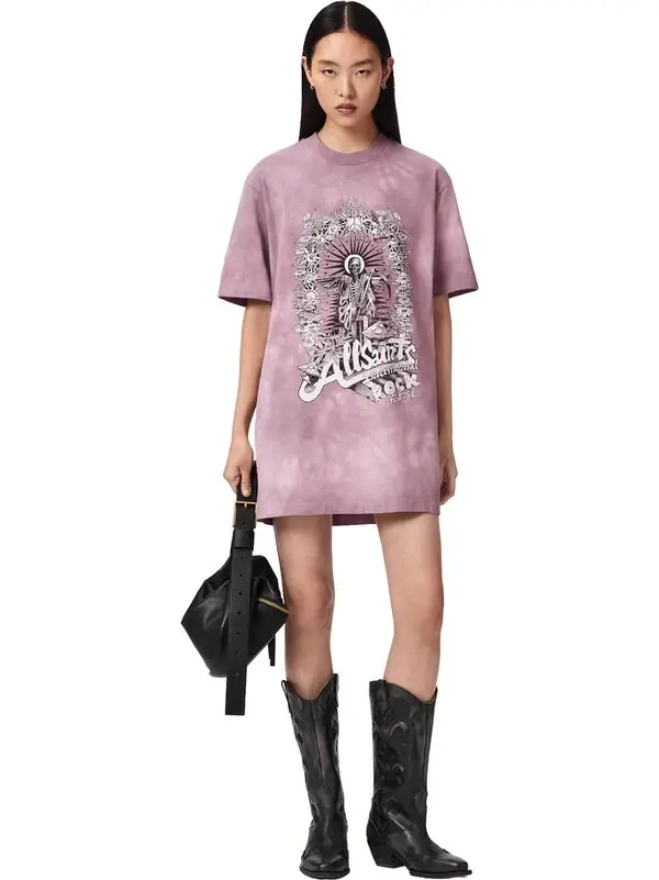ALLSAINTS Avalon Tie-dye Mini T-shirt Dress - Pink