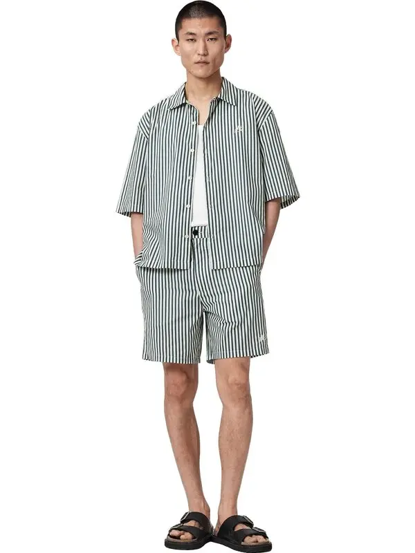 ALLSAINTS Striped Straight Fit Shorts - Blue/white