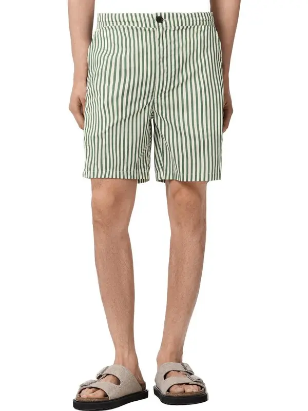 ALLSAINTS Striped Straight Fit Shorts - White/green