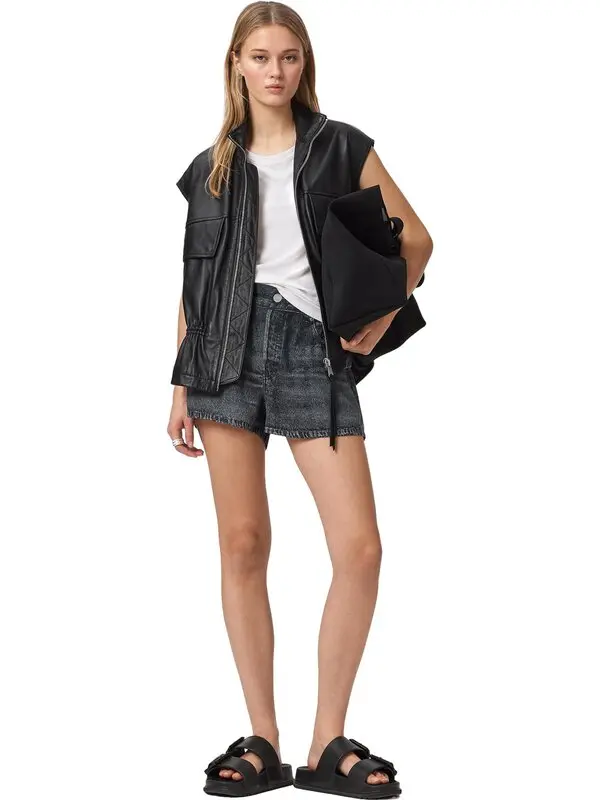 ALLSAINTS Tyler Wide-leg Denim Shorts - Illusion Black