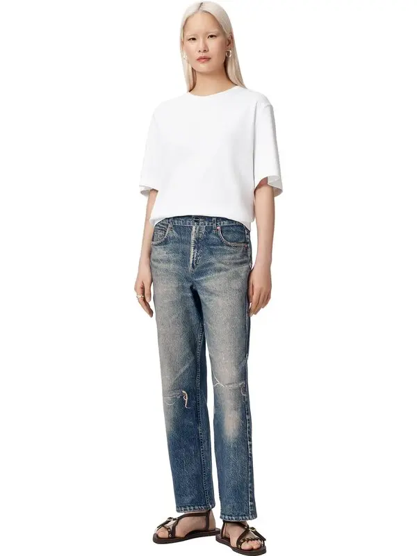 ALLSAINTS Ida Terry Straight Leg Trousers - Illusion Tint Blue