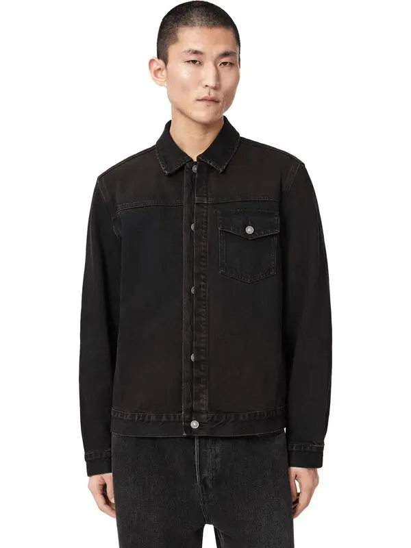 ALLSAINTS Roth Long Sleeve Denim Jacket - Brown