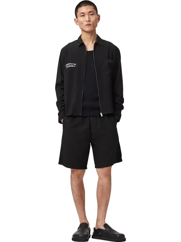 ALLSAINTS Hanbury Relaxed Fit Linen Blend Shorts - Black