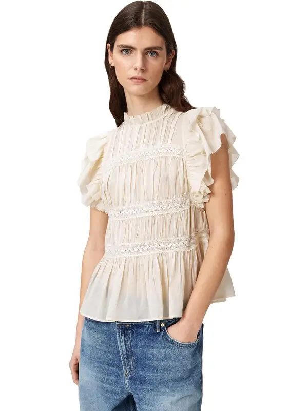 ALLSAINTS Harriet Ruched Top - Dove White