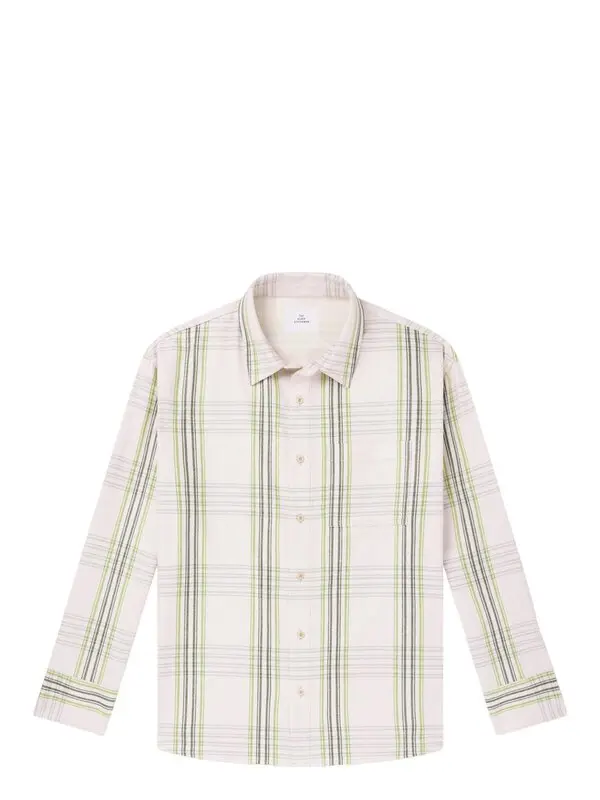 THE ELDER STATESMAN Snap Pea Checked Virgin Wool, Silk And Cashmere-blend Overshirt - Brown
