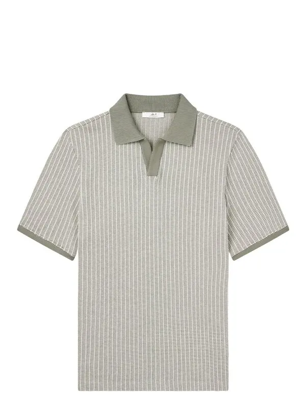 Mr P. Striped Organic Cotton Polo Shirt - Green