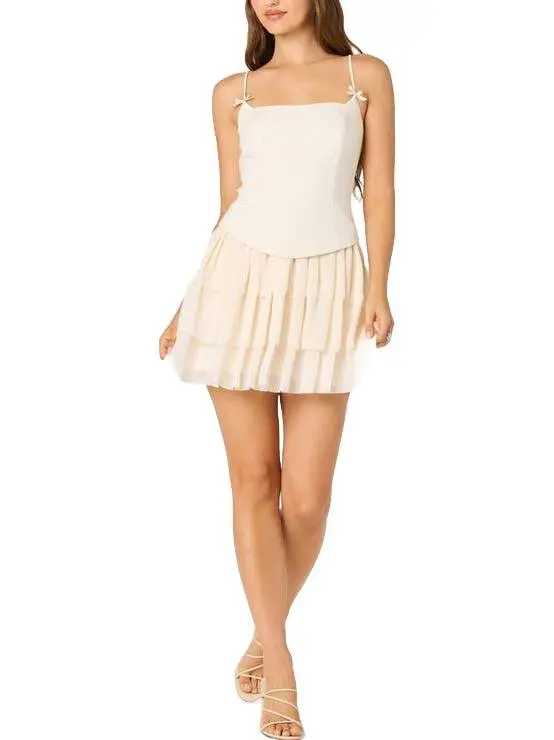 Astr The Label Kiarra Mixed Media Corset Minidress - Cream