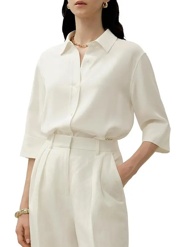 Lilysilk Heavy Silk Crepe Relaxed Shirt - Natural White