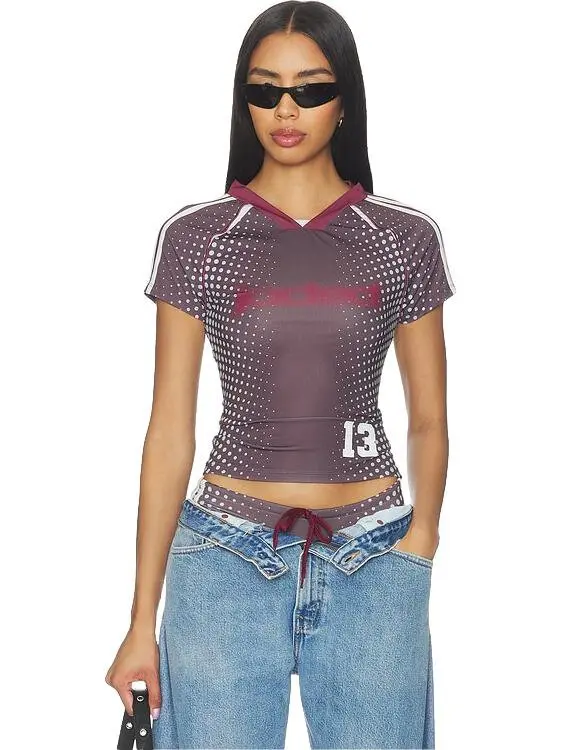 JADED LONDON Illusion Print Football Baby Tee - Brown
